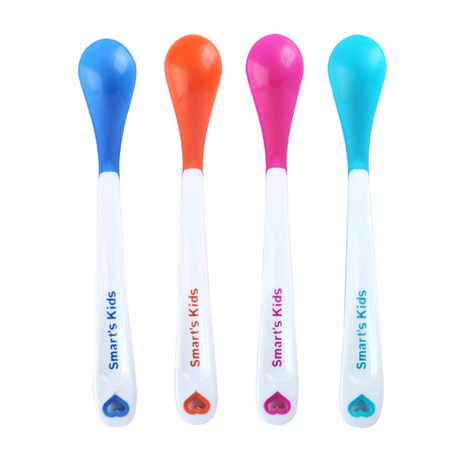 Cute Silicon Rubber Plastic Handle Infant Spoon Silicone Baby Feeding ...